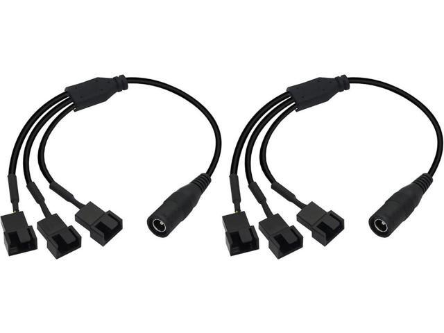 35cm 5.5x2.1mm DC Plug to 3 x 3 Pin or 4 Pin Computer PC Case Fan Power ...
