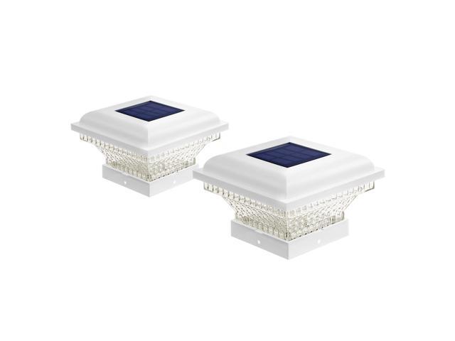 Home Zone Security 2 Pack Solar Post Cap Lights 12 Lumens Outdoor 4x4 ...