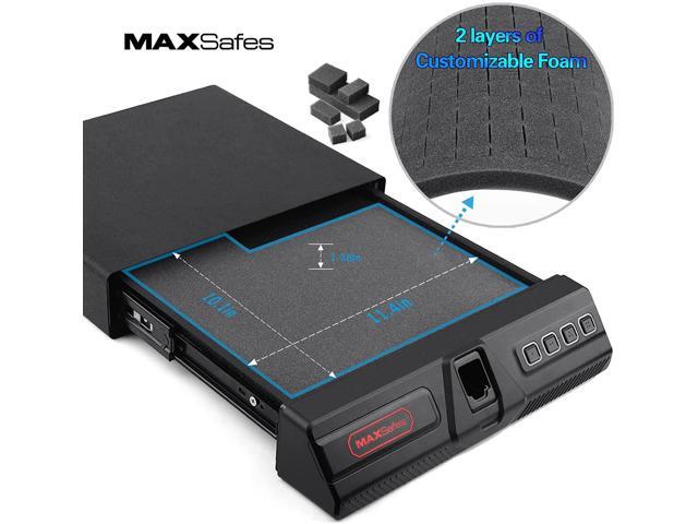 MAXSafes Under Desk Drawer Gun Safe with Super Biometric Finger Vein ...