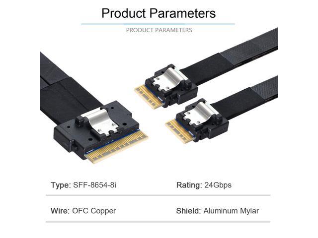 SFF-8654 8i 74Pin Male to Dual SFF-8654 4i 38Pin Male PCI-E Ultraport ...