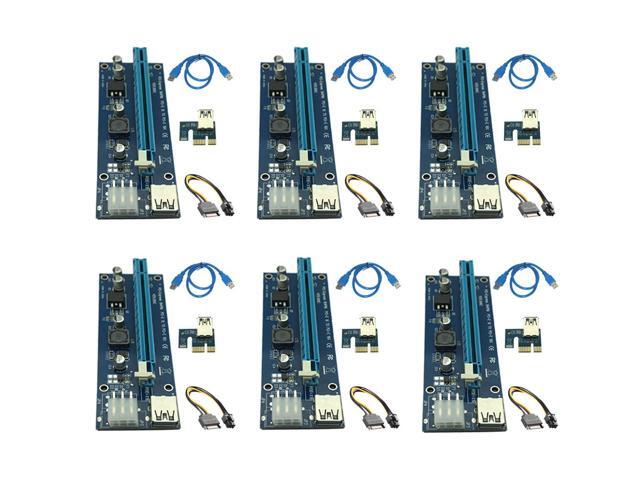 6pcs 006C USB 3.0 PCI-E Express 1X 4x 8x 16x Extender Riser Adapter Card SATA 15pin Male to 6pin ...