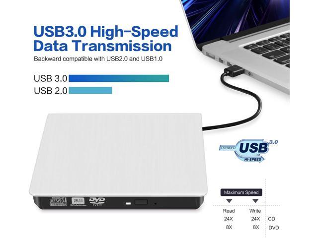 External CD/DVD Drive for Laptop, USB 3.0 Ultra-Slim Portable Burner ...