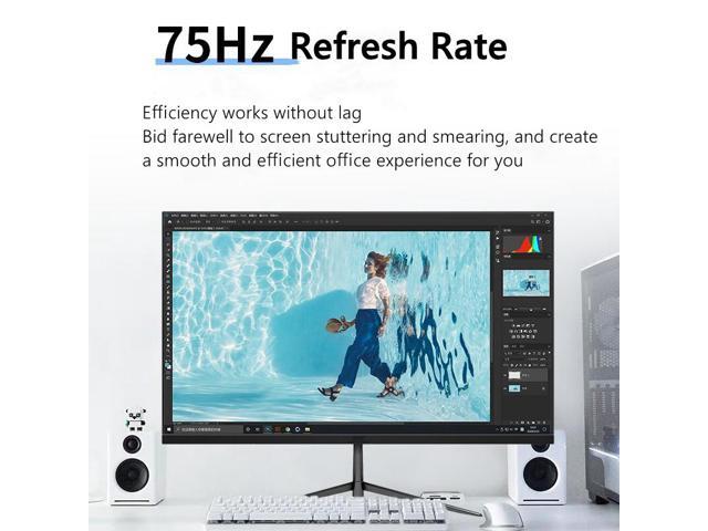 FYHXELE 24 Inch 2K Monitor 75Hz Desktop PC IPS Panel 100%sRGB 8bit Hi ...