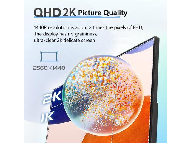 FYHXELE 24 Inch 2K Monitor 75Hz Desktop PC IPS Panel 100%sRGB 8bit Hi ...