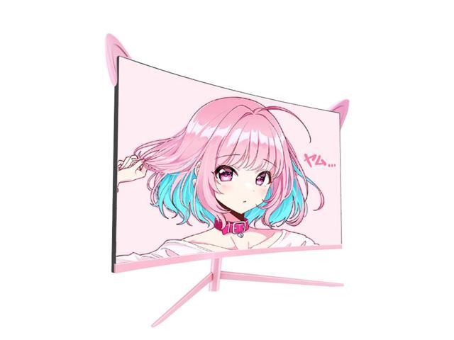 FYHXELE 27inch 2K 165Hz Curved Pink Monitor 1800R VA Screen 1ms AMD ...