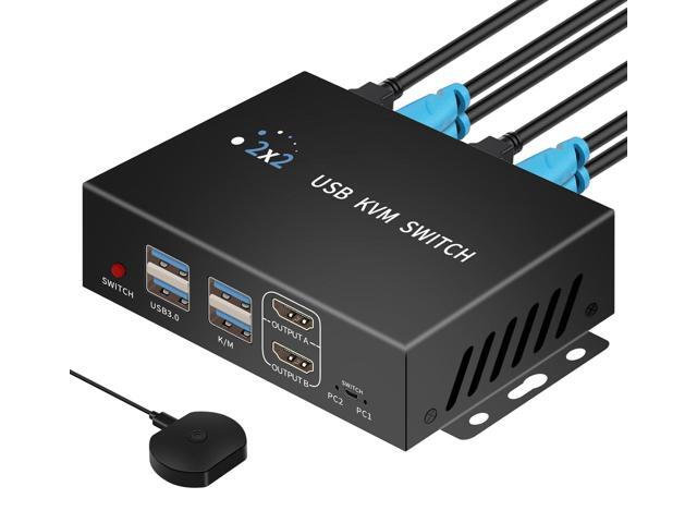 Dual Monitor Kvm Switch 2 Monitors 2 Computers HDMI 4k@60HZ,USB3.0. kvm ...