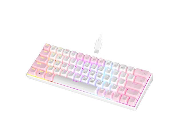 Explus-C 60% Wired Mechanical Gaming Keyboard White&Pink w/Arrow Keys ...