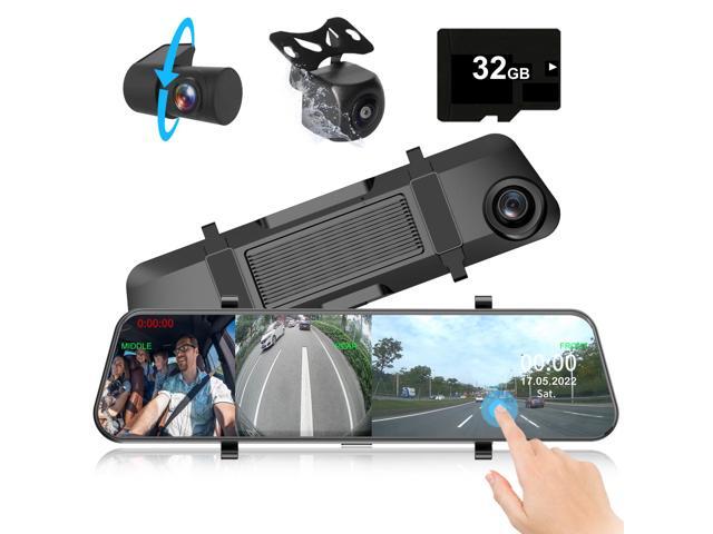 3 Channel Mirror Dash Cam, 12" 1080P Triple Rear View Mirror Dash Cam ...