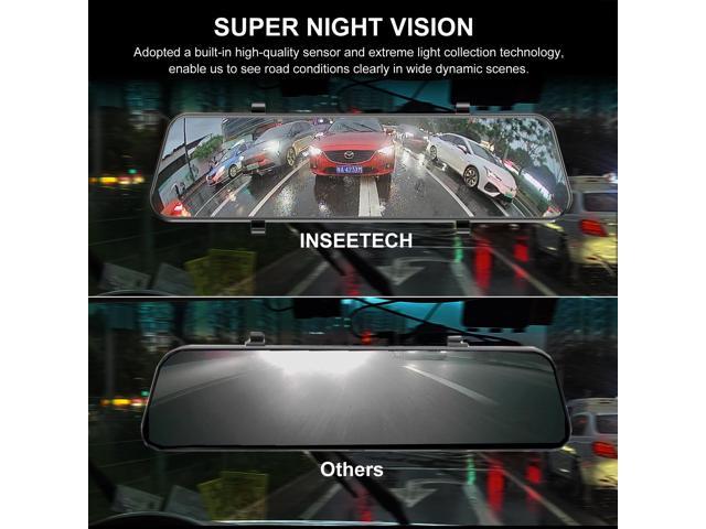 3 Channel Mirror Dash Cam, 12" 1080P Triple Rear View Mirror Dash Cam ...