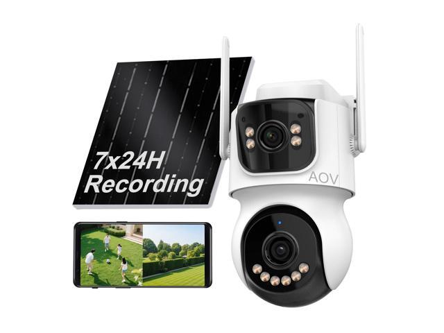 AOV 4K/8MP Dual-Lens Wireless Solar Security Camera Outdoor with 9W ...