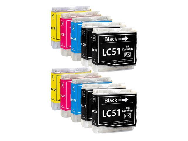 10 Pack Black Cyan Magenta Yellow Ink Cartridge For Brother LC51 LC-51 ...