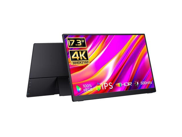 CAPERAVE 17.3" Portable Monitor 4K, 500 Nits 3840 * 2160p 100% Adobe RGB Travel Monitor with ...
