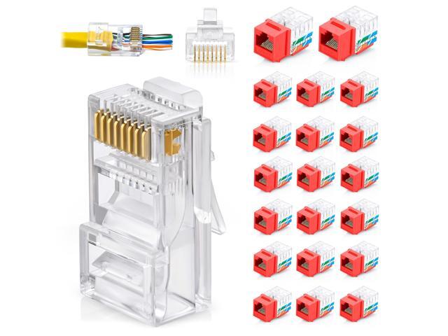 GTZ Bundle - 2 Items: RJ45 Cat6 Keystone Jacks, 20 Pack - Red + RJ45 ...