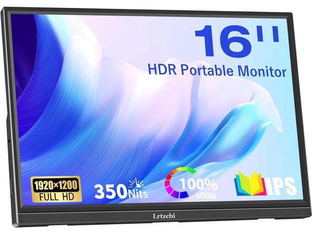 Lrtzcbi 16 Inch Portable Monitor, HDR 1920x1200P IPS Screen Computer ...