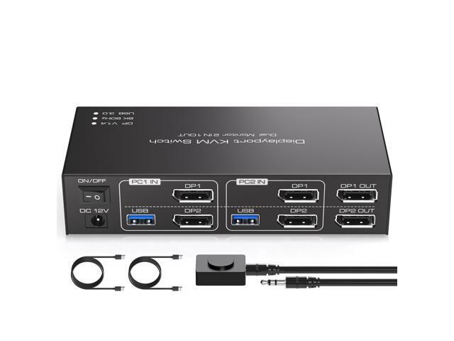 TJCXELE Displayport KVM Switch 2 Monitors 2 Computers 8K@60Hz/4K@120Hz ...
