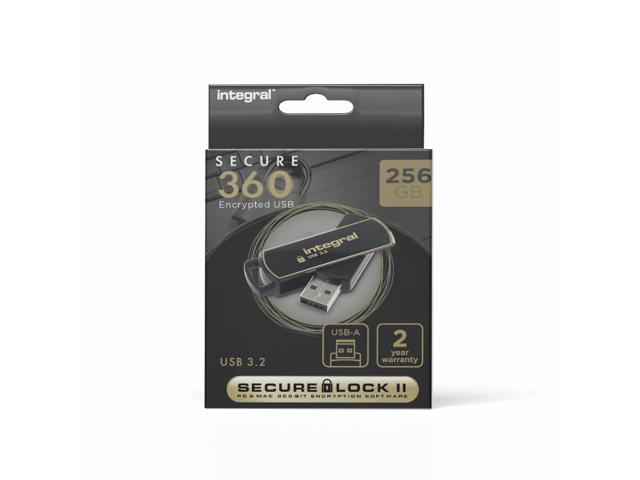 Integral 256GB Secure 360 Encrypted USB3.0 Flash Drive (256-bit AES ...