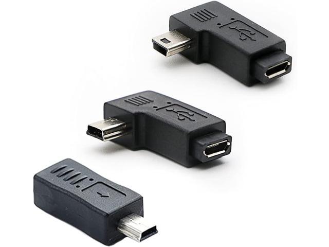 Mini USB to Micro USB Adapter USB 2.0 Adapter Plug 90 Degree Left and ...