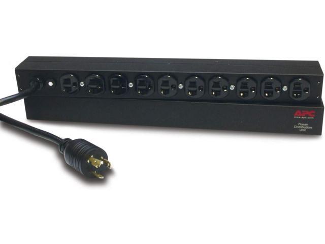 APC Rack Mount PDU, Basic 100V-120V/20A, (10) Outlets, 1U Horizontal ...