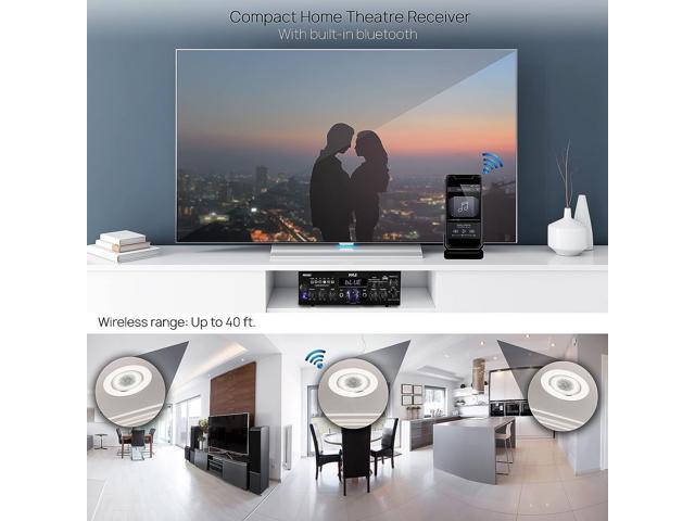 Wireless Bluetooth Home Stereo Amplifier-Multi-Channel 200 Watt Power ...