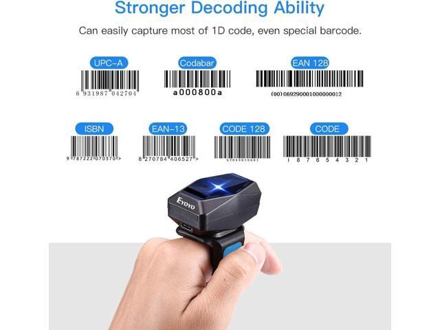 Upgraded Eyoyo 1D Wireless Ring Barcode Scanner Bluetooth, 3-in-1 USB ...