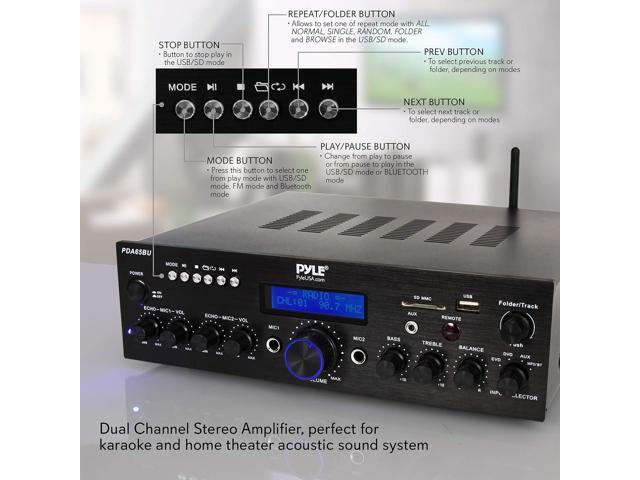 Wireless Bluetooth Power Amplifier System - 200W Dual Channel Sound ...