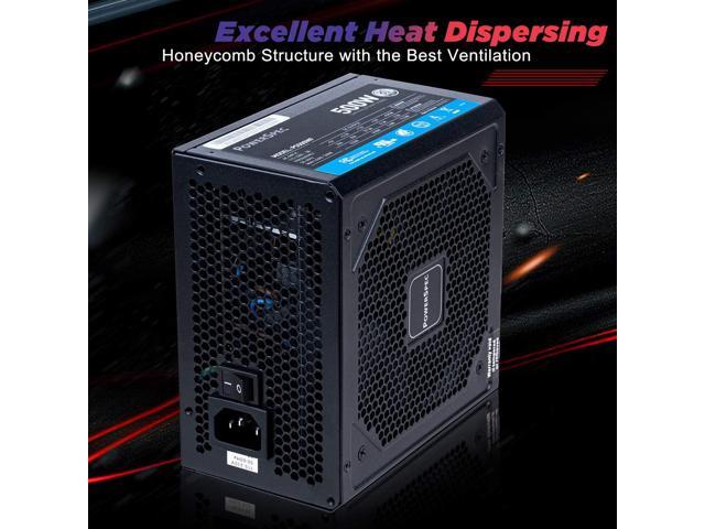 PowerSpec 500W Power Supply 80 Plus Certified Fixed Cable Non-Modular ...