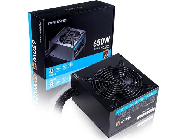 PowerSpec 650W Power Supply 80 Plus Bronze Certified Fixed Cable Non ...