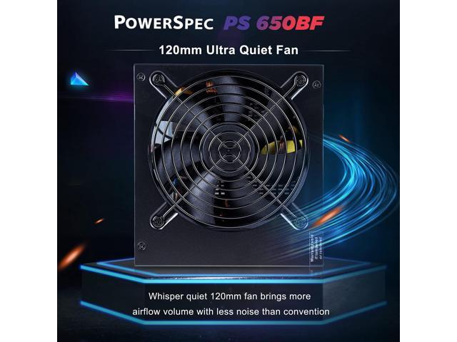 PowerSpec 650W Power Supply 80 Plus Bronze Certified Fixed Cable Non ...