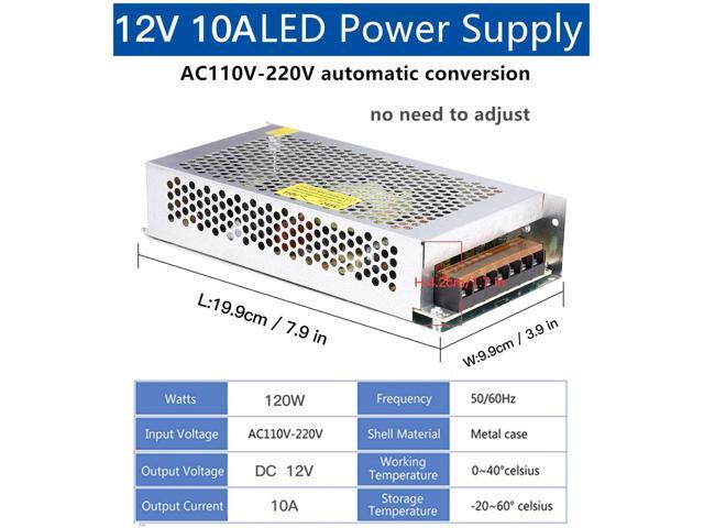 12V 10A DC Universal Regulated Switching Power Supply (SMPS) 120W AC 110V / 220V to DC 12V 10amp ...