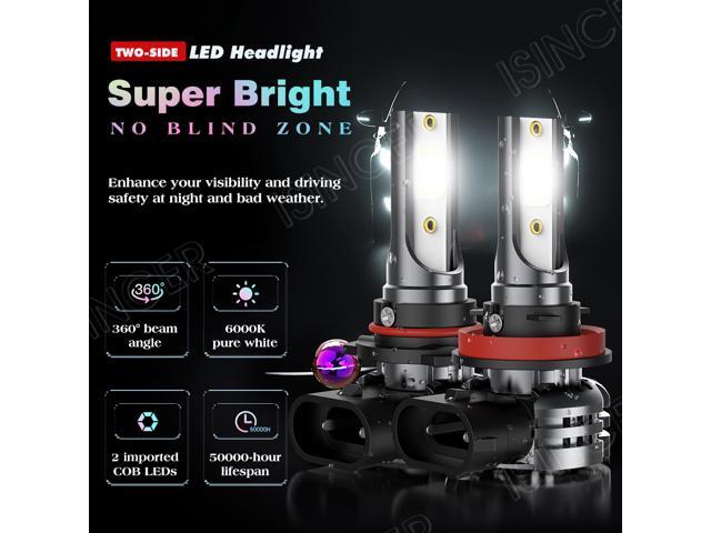ISINCER 4 x 9005+H11 LED Headlight Combo High Low Beam Bulbs Kit Super White Bright Lamps 6000K ...