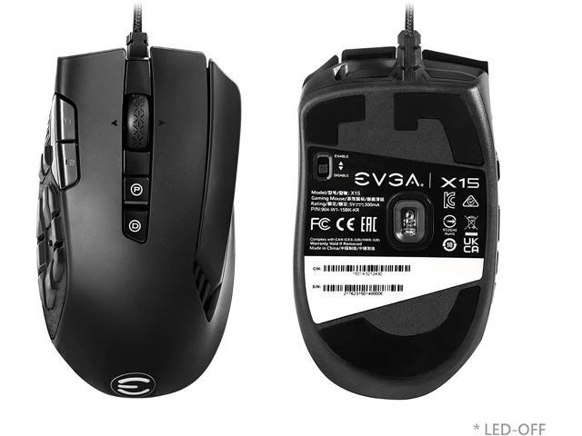 EVGA X15 MMO Gaming Mouse, 8k, Wired, Black, Customizable, 16,000 DPI ...