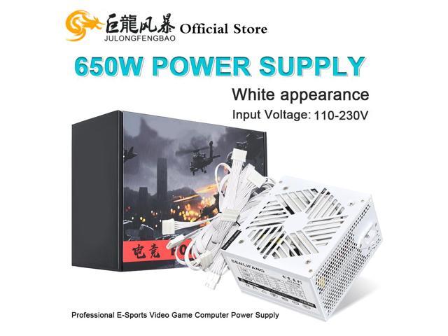 New White PC PSU 20+4Pin 12V ATX 650W 110-264V Professional E-Sports ...