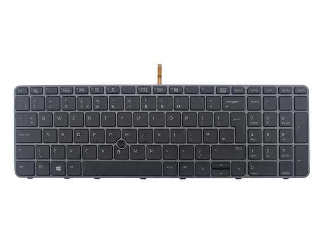 New Black Backlit UK English Keyboard Grey Frame Track Point For HP ...