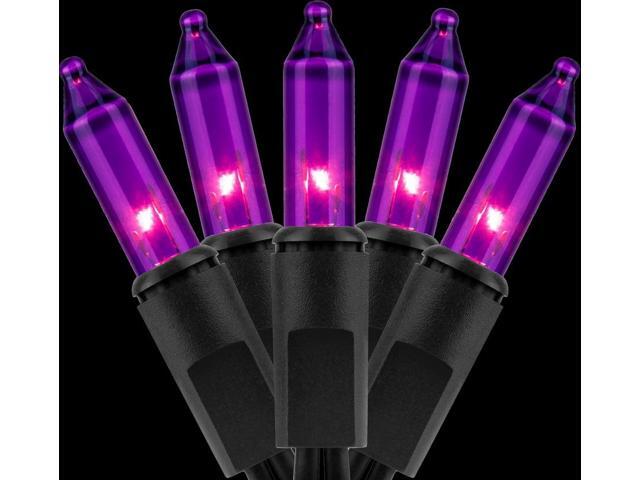 20 LED M5 String Lights Purple Bulbs on Black Wire, Battery Operated ...