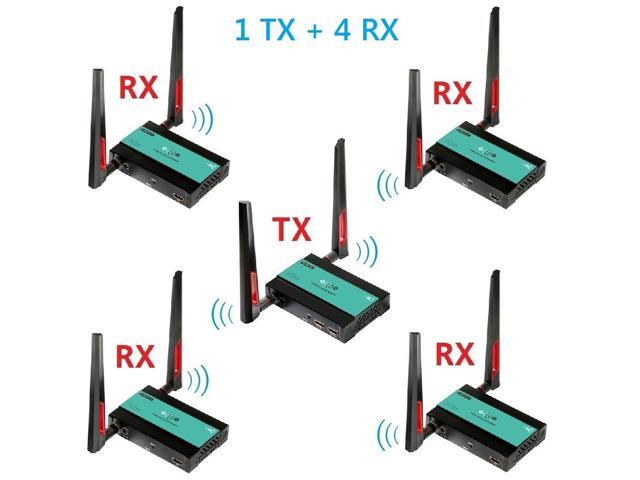 1 TX and 4 RX kit, 1080p@60Hz HDMI Wireless Extender with Loopout,HDCP1 ...