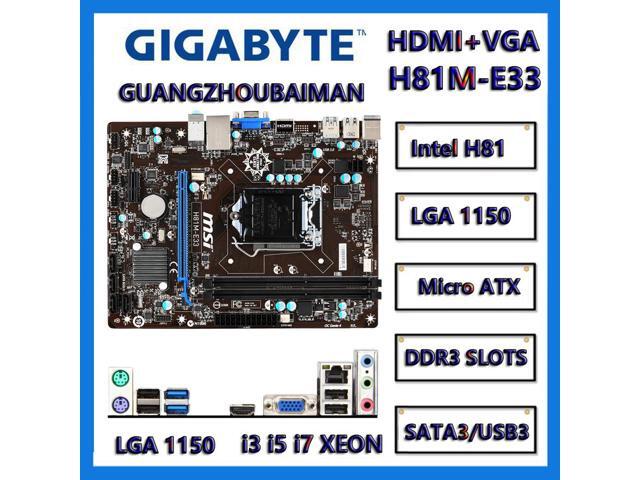 Refurbished: FOR MSI H81M-E33 Intel H81 HDMI PCI-E 2.0 SATA 6Gb/s USB 3 ...