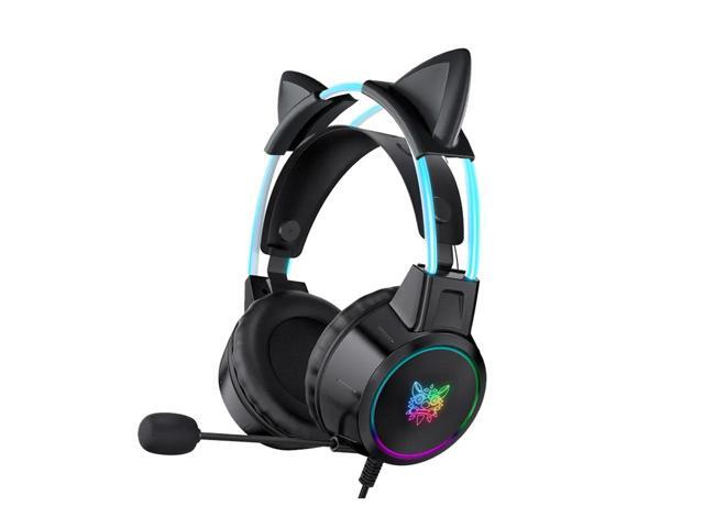 NEWSTYP Gamers Headset Cute Cat Ear Headphones With Microphone Gaming ...