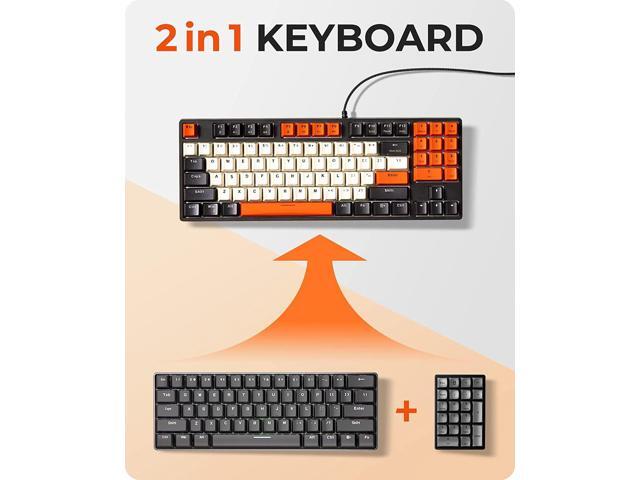 Mechanical Keyboard, Wired Compact PC Keyboard with Number Pad Red ...