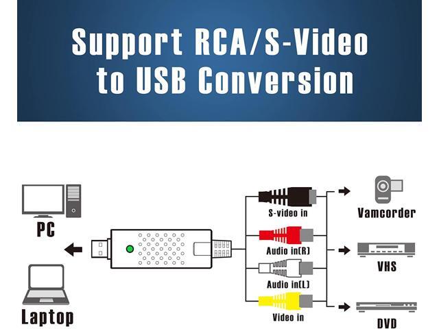 USB Audio Video Converter, RCA to USB Converter Adapter, Video Capture ...