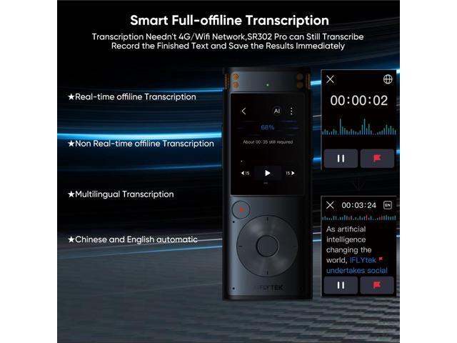 Original iFLYTEK SR302 Pro Professional Digital Voice Recorder with 6 ...