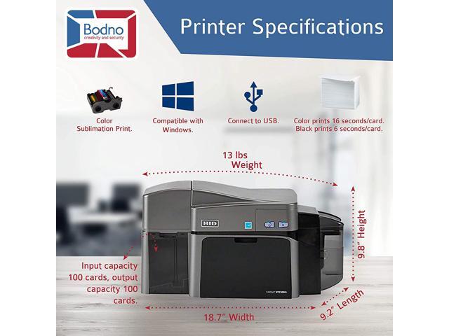 Fargo DTC1250e Dual Sided ID Card Printer & Complete Supplies Package ...