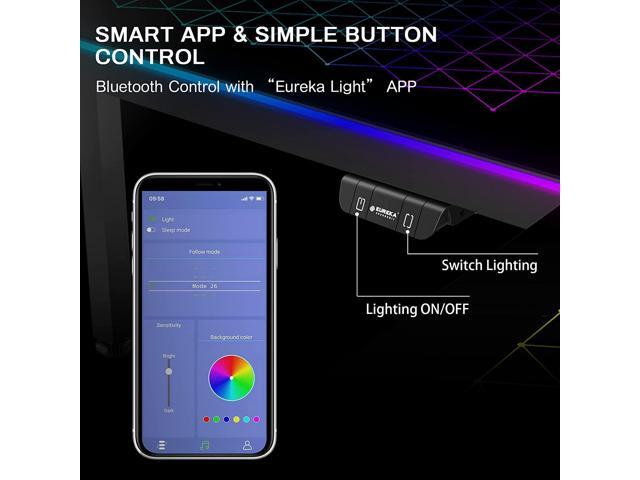 ERGONOMIC 60" L Shaped RGB LED Gaming Desk, Music Sync Lights Up ...
