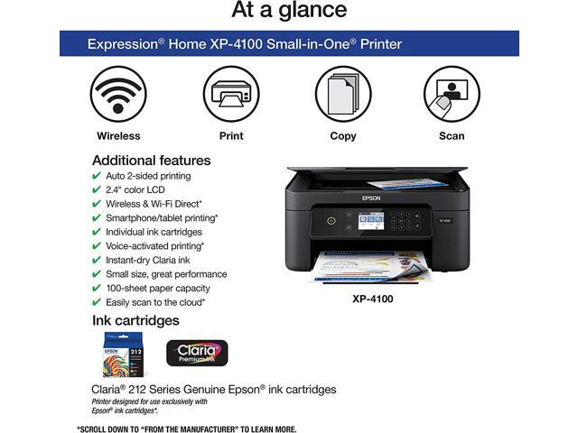 Epson Expression Home XP-4100 Wireless Color Printer with Scanner and ...
