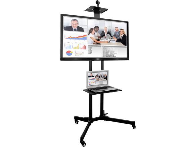 TV Cart Mobile TV Stand Wheeled Height Adjustable Flat Screen ...