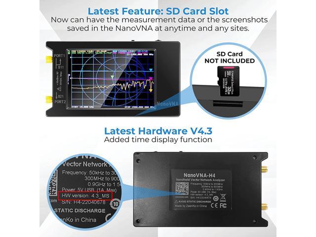 NanoVNA-H4 V4.3 Vector Network Analyzer 10KHz-1.5GHz HF VHF UHF 4'' Portable Antenna Analyzer ...