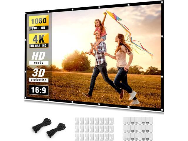 Projector Screen 150 inch, 4K Movie Projector Screen 16:9 HD Foldable ...
