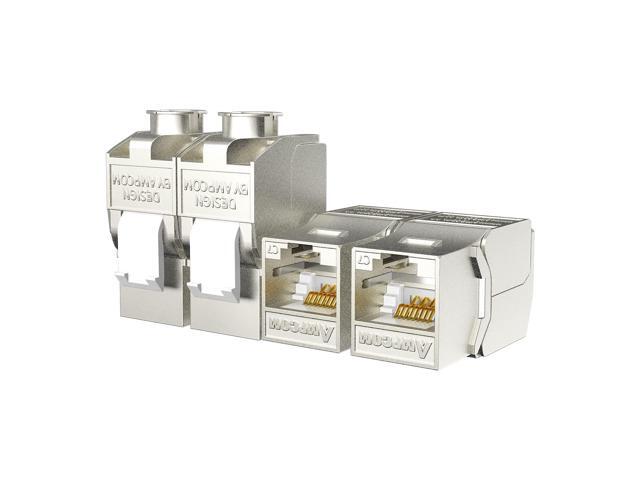 10-Pack RJ45 CAT 7 Tool-Less STP Shielded Keystone Jack, Self-Locking ...