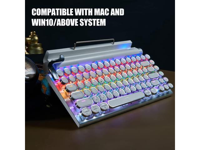 7KEYS Retro Typewriter Keyboard, 83 Keys Vintage Bluetooth Mechanical ...