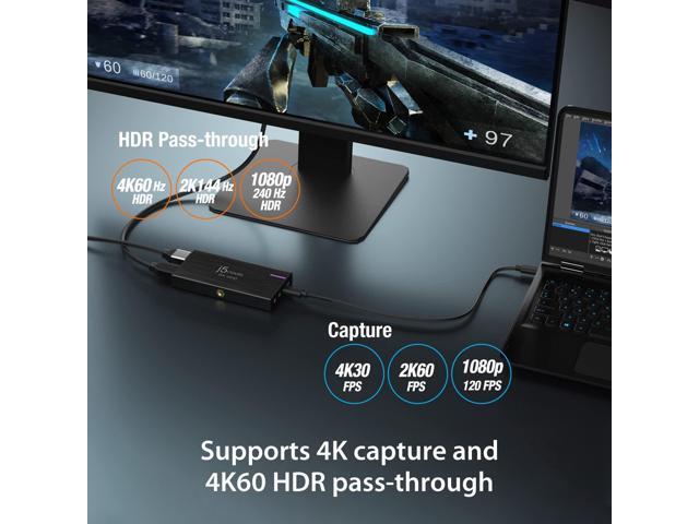 j5create 4K Game Video Capture Card with PD 60W Pass-Through Charging ...