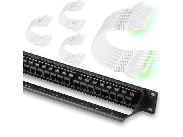 Patch Panel 24 Port Cat6 Bundle with Patch Cables Cat6 1ft 24 Pack ...